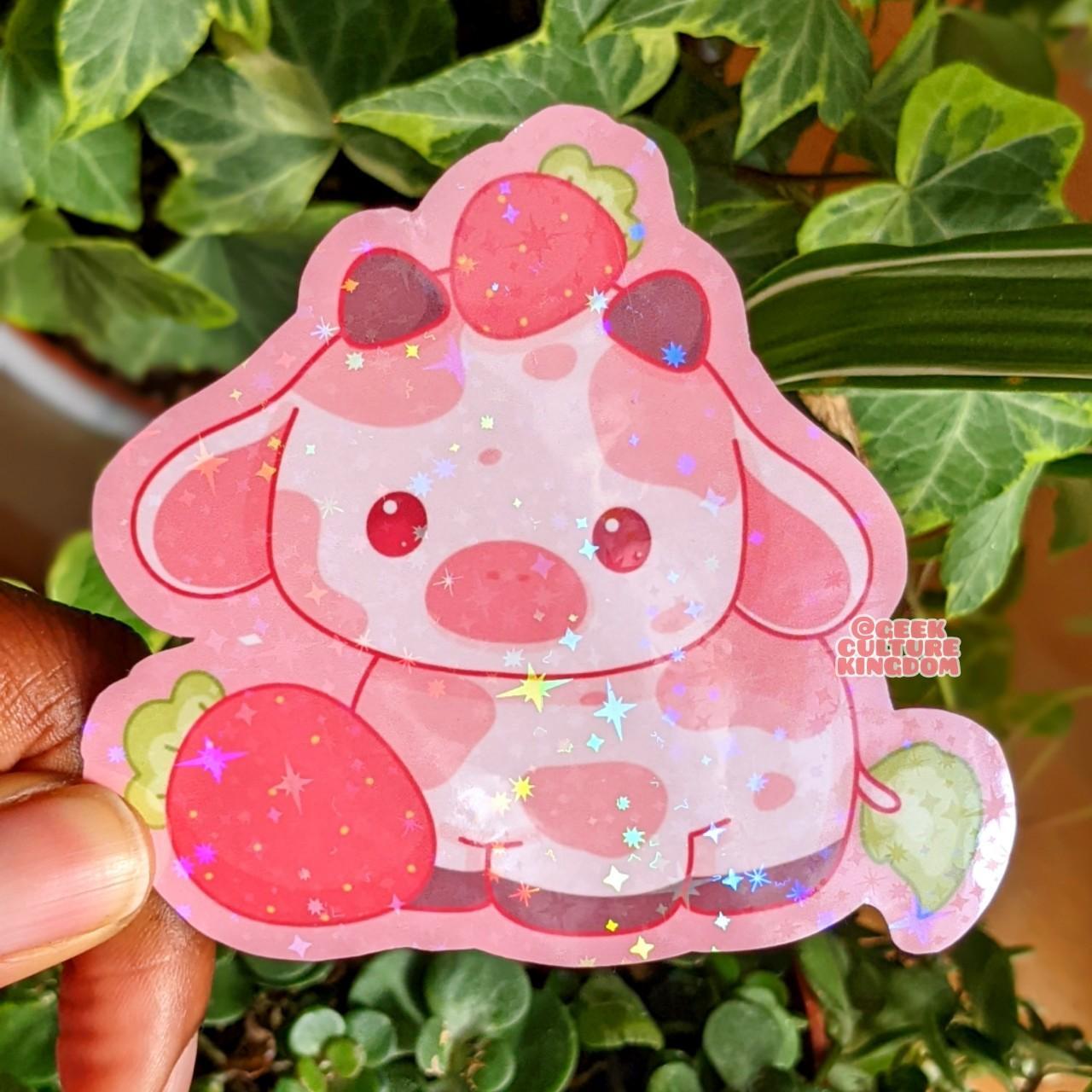 STRAWBERRY FRUIT COW STICKER 🍓🐮Vinyl sticker with a... - Depop