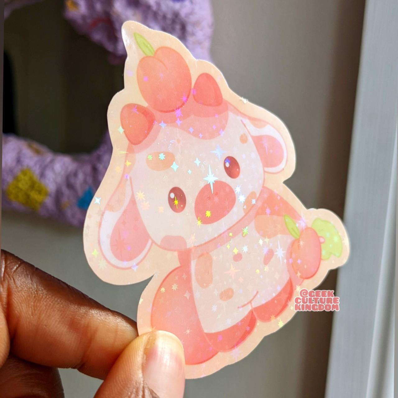 PEACH FRUIT COW STICKER 🍑 🐮Vinyl sticker with a... - Depop