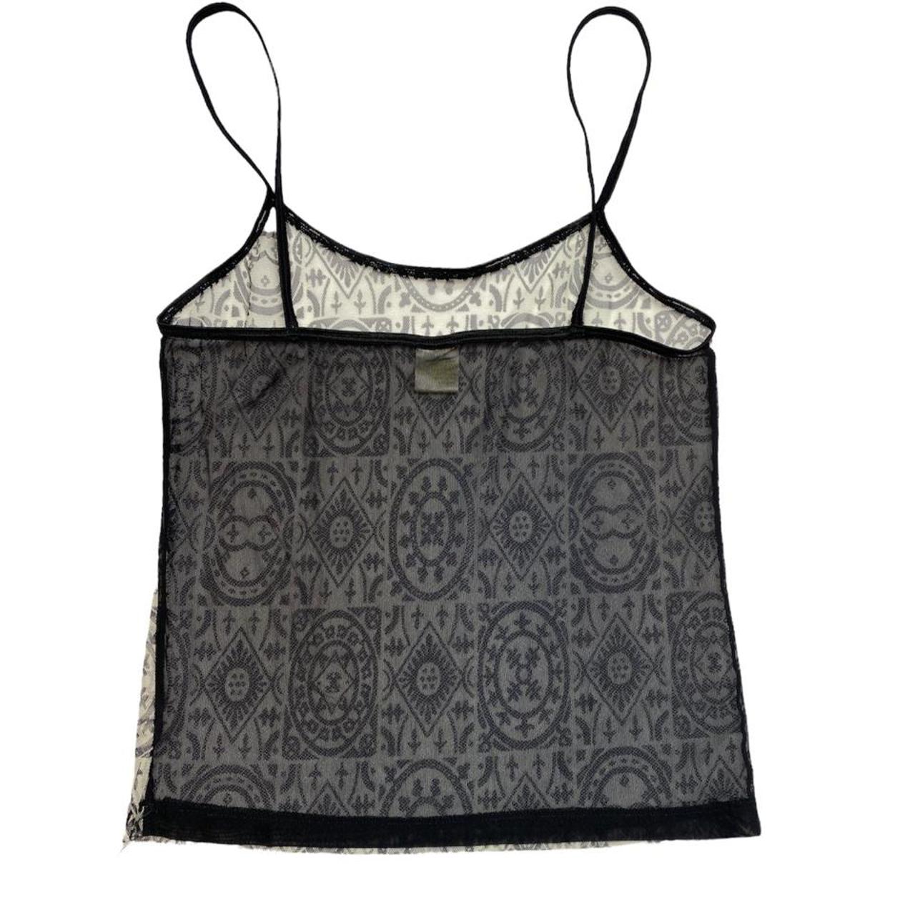 90s Printed Cropped Mesh Tank Top In good condition... - Depop