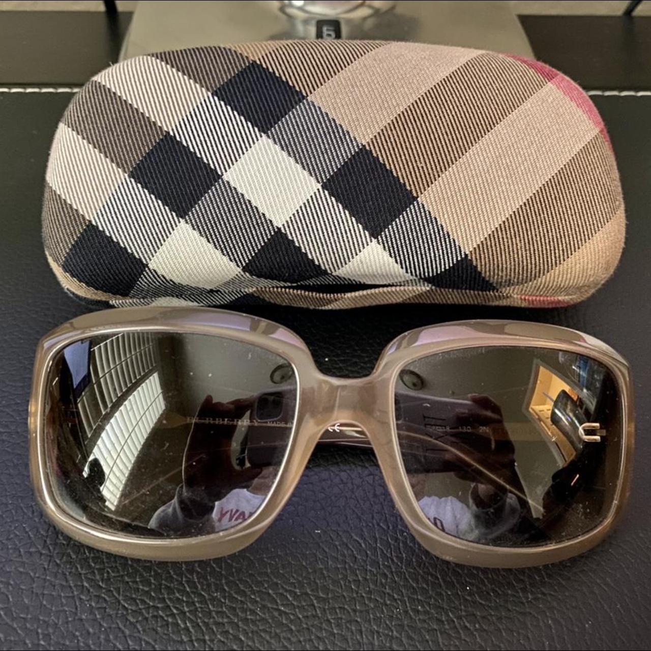 Burberry Sunglasses Beige Monotone Color Oversized... - Depop