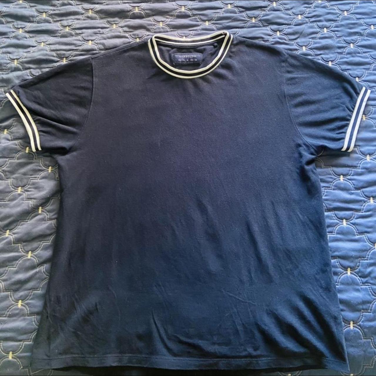 Denim & Flower Navy Ringer T-Shirt Size... - Depop