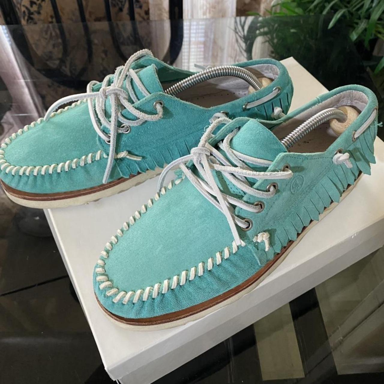 Ronnie Fieg x Sebago Pancho - Mint green boat shoe -... | Depop