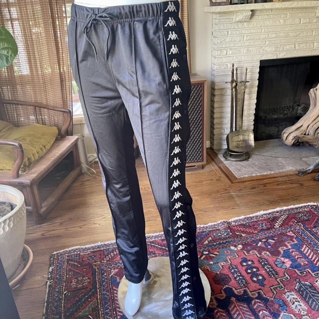 NWT KAPPA Black Banda snap side track pants. XS with... - Depop