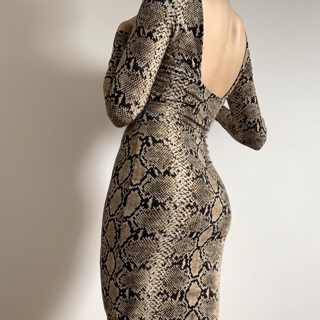 Snake print long sleeve dress Sheike Msg to... - Depop