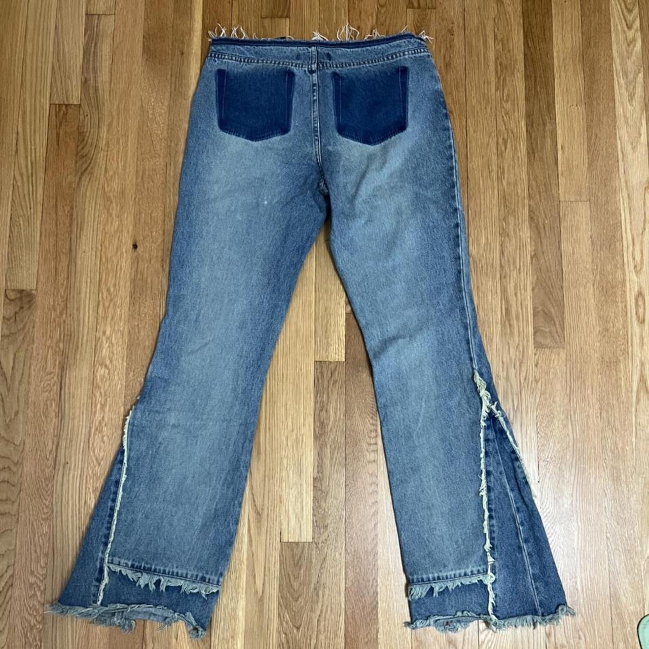 UNIF Women's Blue and Cream Jeans | Depop