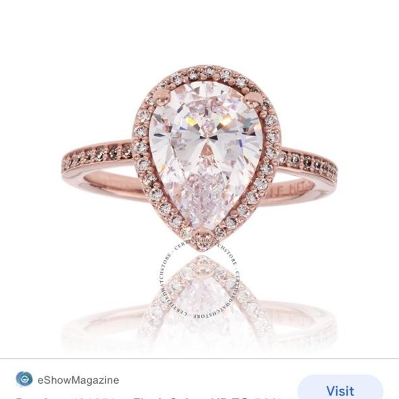 Gorgeous Pandora pear pendant ring in rose gold,... - Depop