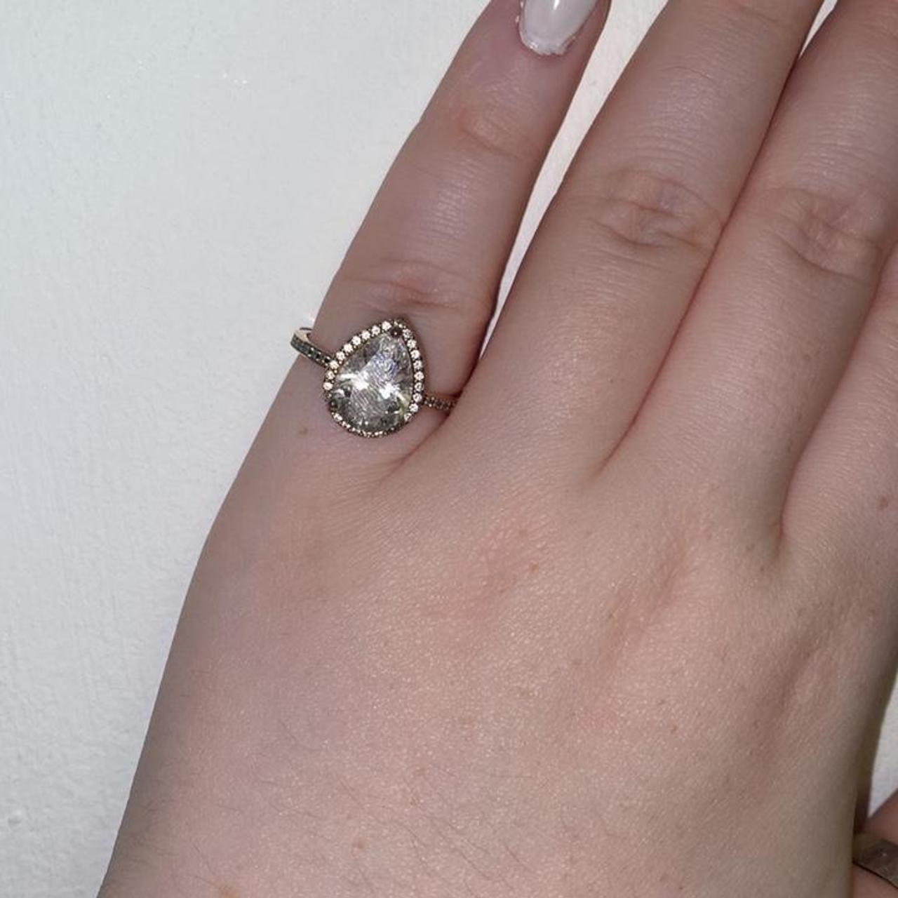 Gorgeous Pandora pear pendant ring in rose gold,... - Depop