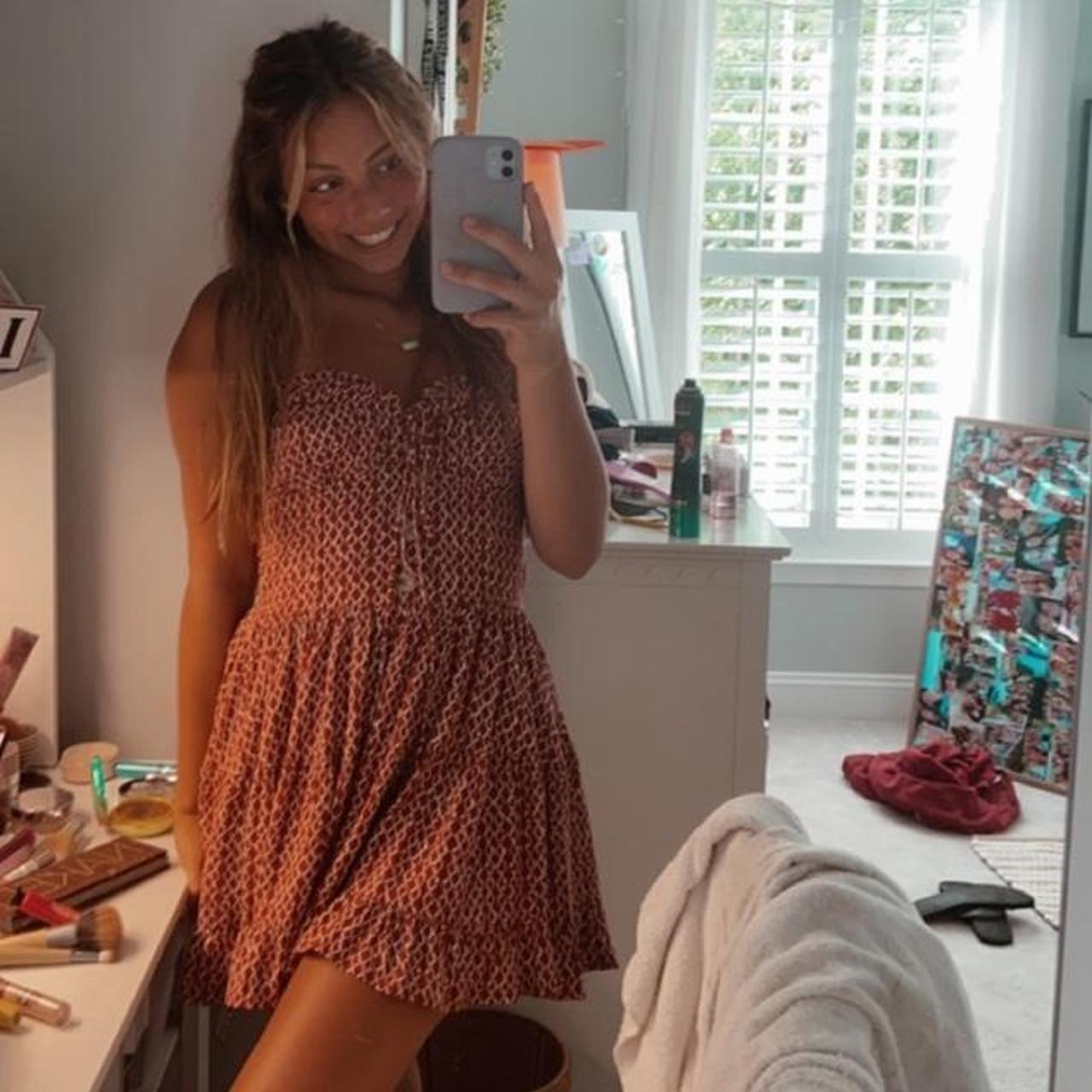 LIZARD THICKET bandeau mini dress. Boho print, rusty... | Depop