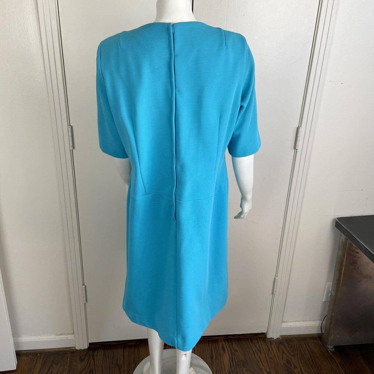 Vintage 60s Blue Shift Double Knit Polyester Mod... - Depop