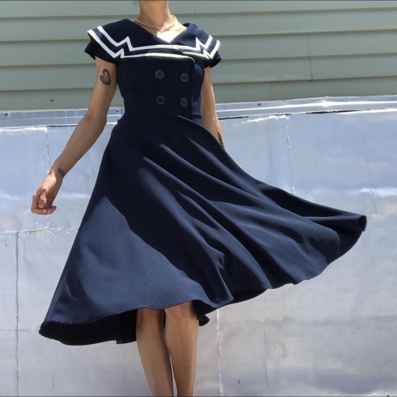 Navy blue sailor dress by “ Tatiana” clothing... - Depop