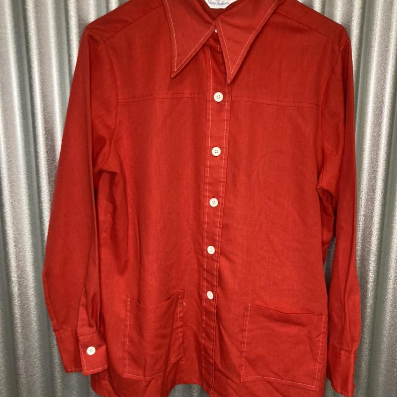 1970’s SEARS Fashions Red Button Down with Pockets.... - Depop