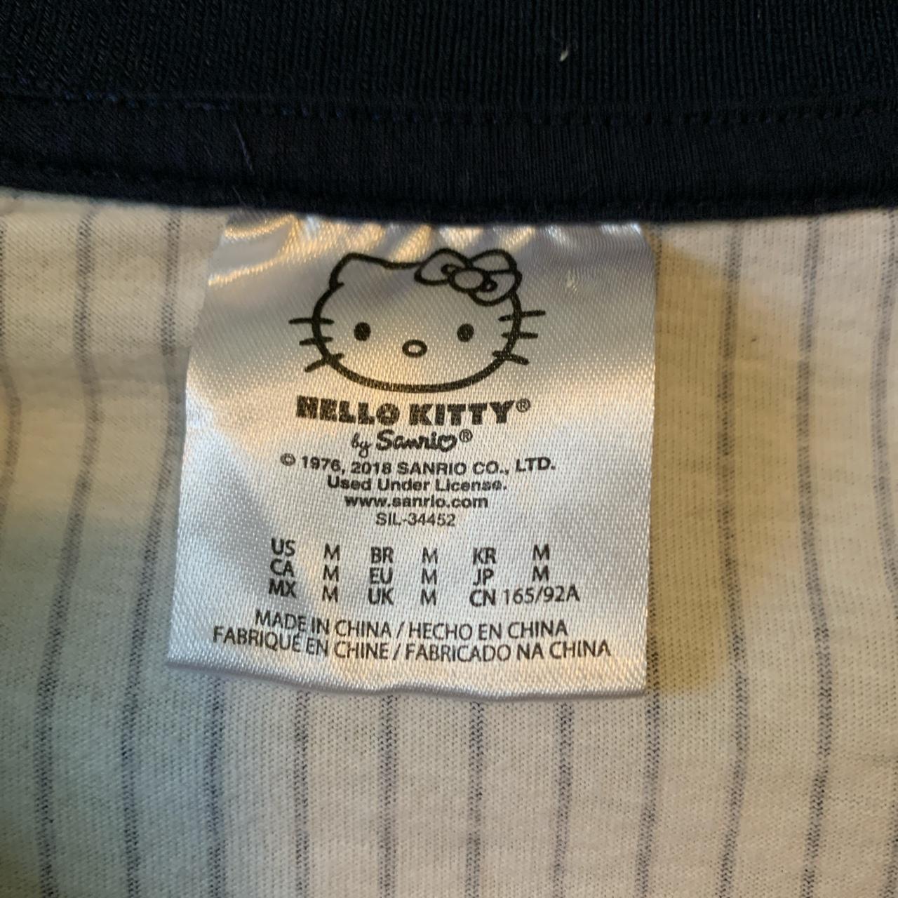 Hello Kitty by Sanrio white and navy blue striped... - Depop