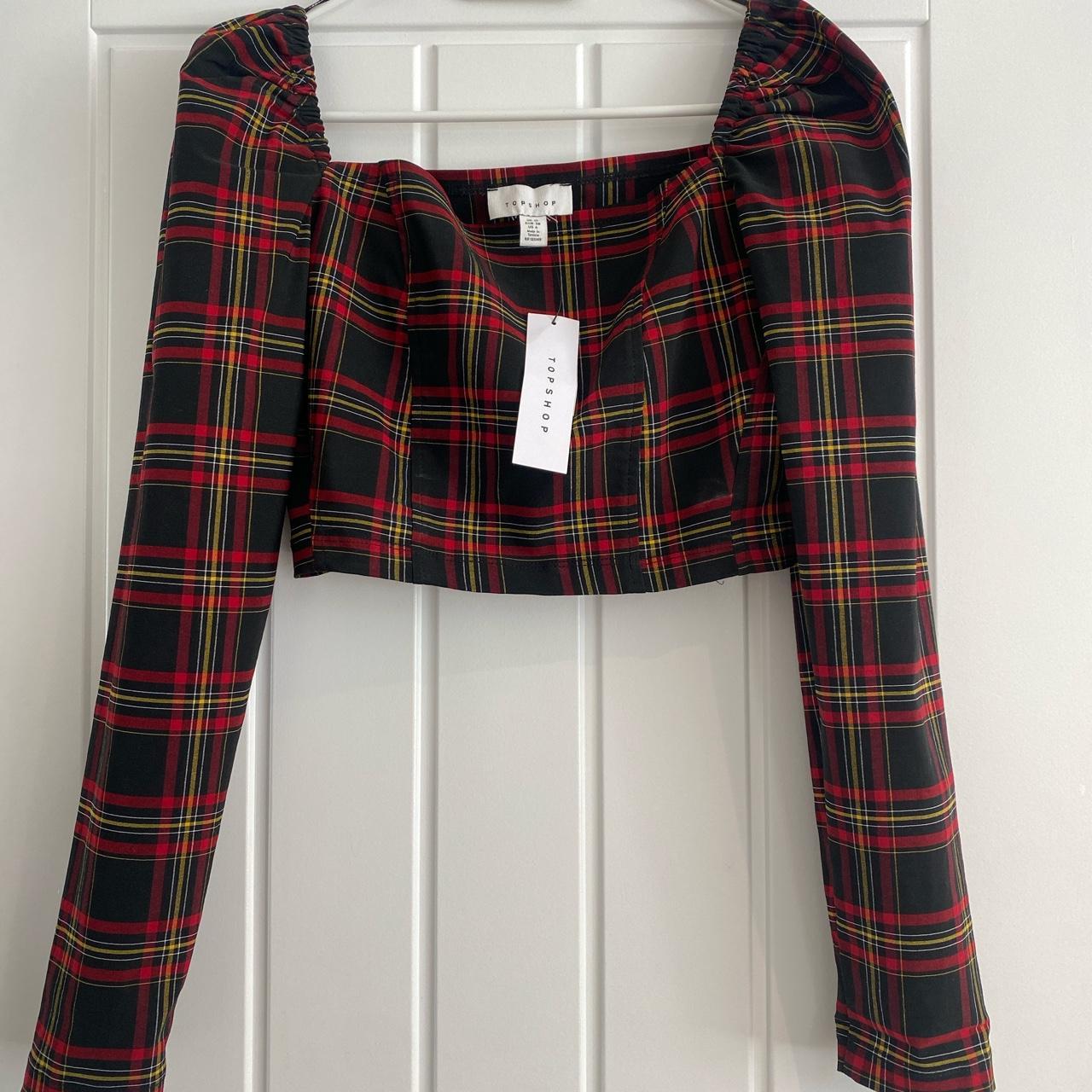 Topshop red and chequered top Great quality material... - Depop