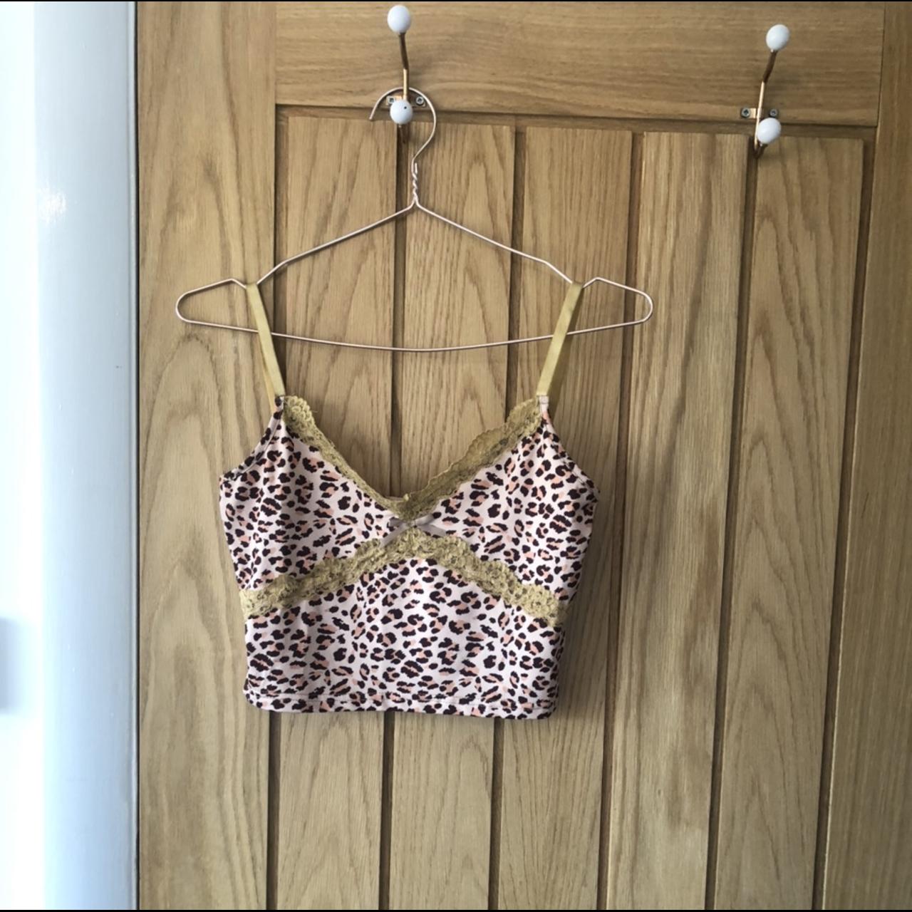 Y2K Leopard Print Cami Top with Lace Insert🐆 Worn... - Depop