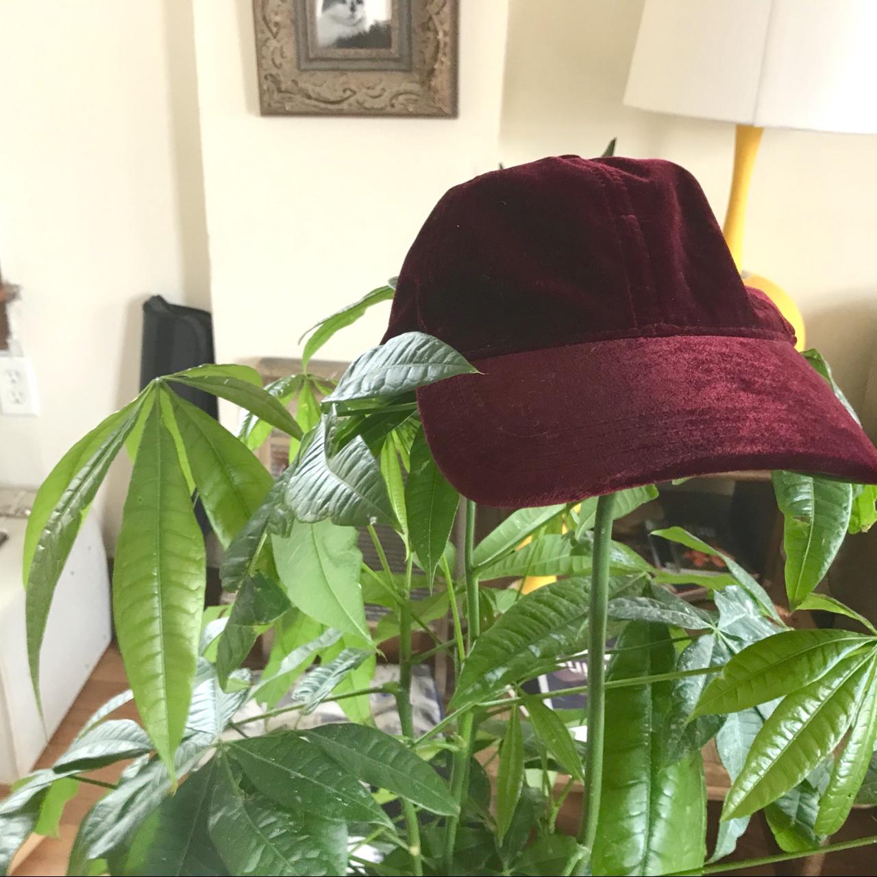 Maroon/Deep Red Velvet Baseball Cap. No tears or... - Depop