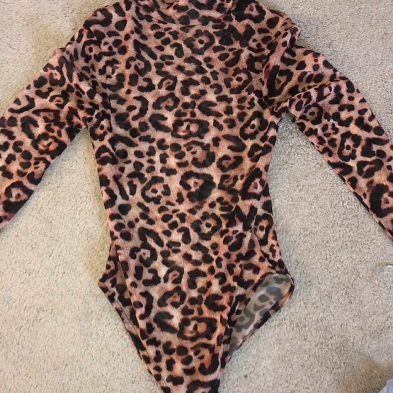 Brave soul London, Mesh, leopard print bodysuit - Depop