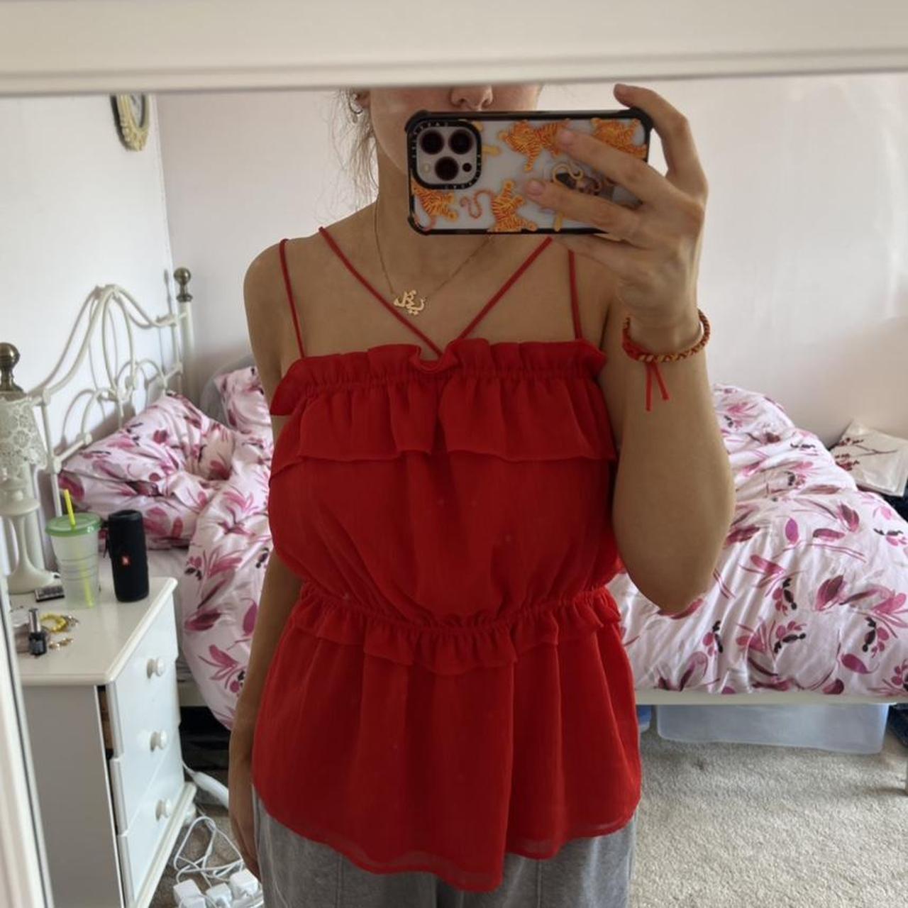 gorg floaty red top sheer in back - Depop