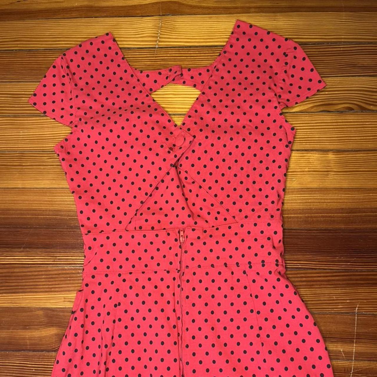 Super cute pin up dress Bright red w black polka... - Depop