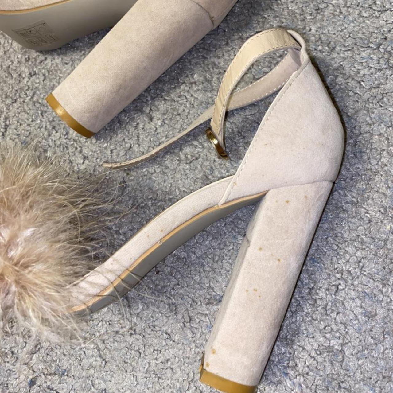 Fluffy light pink heels Signs of wear as pictured... - Depop