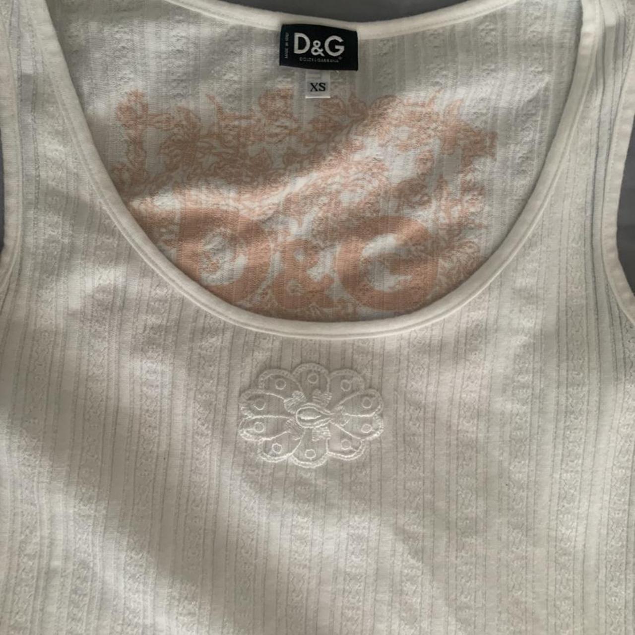 🕯 D&G dolce & gabbana white logo tank top with lace... - Depop