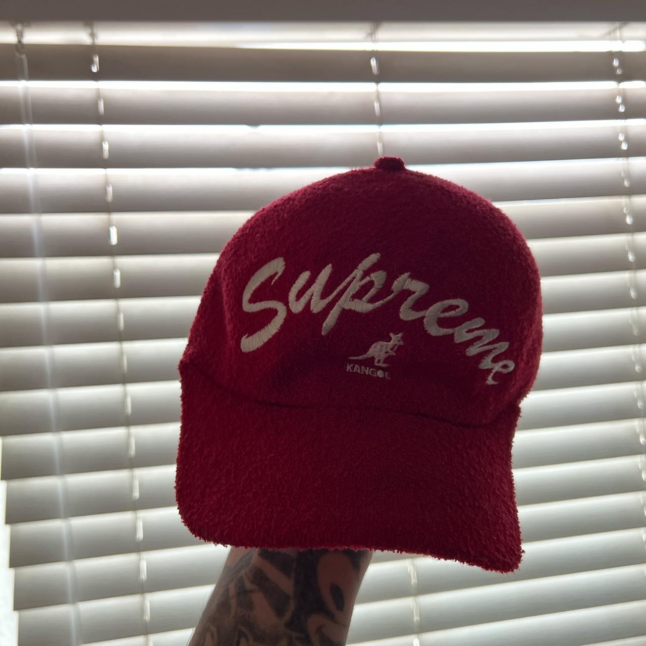 Red Supreme kangol cap Size medium 8/10 condition... - Depop