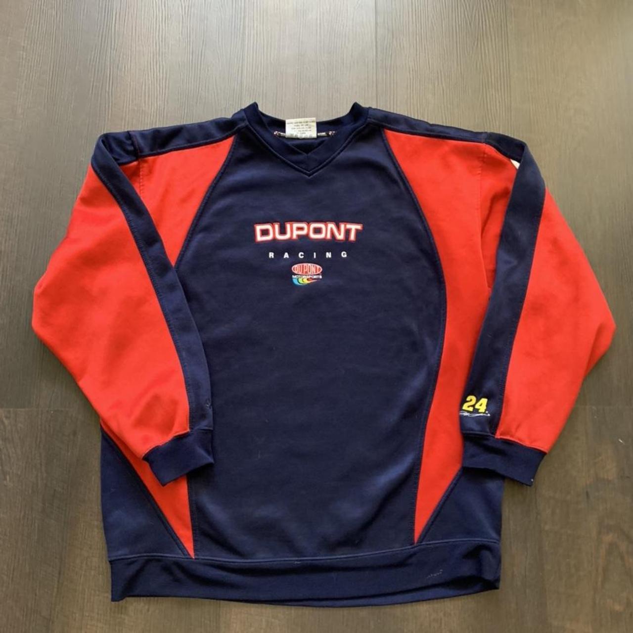 Vintage DuPont Racing Crewneck Size: Large Navy... - Depop