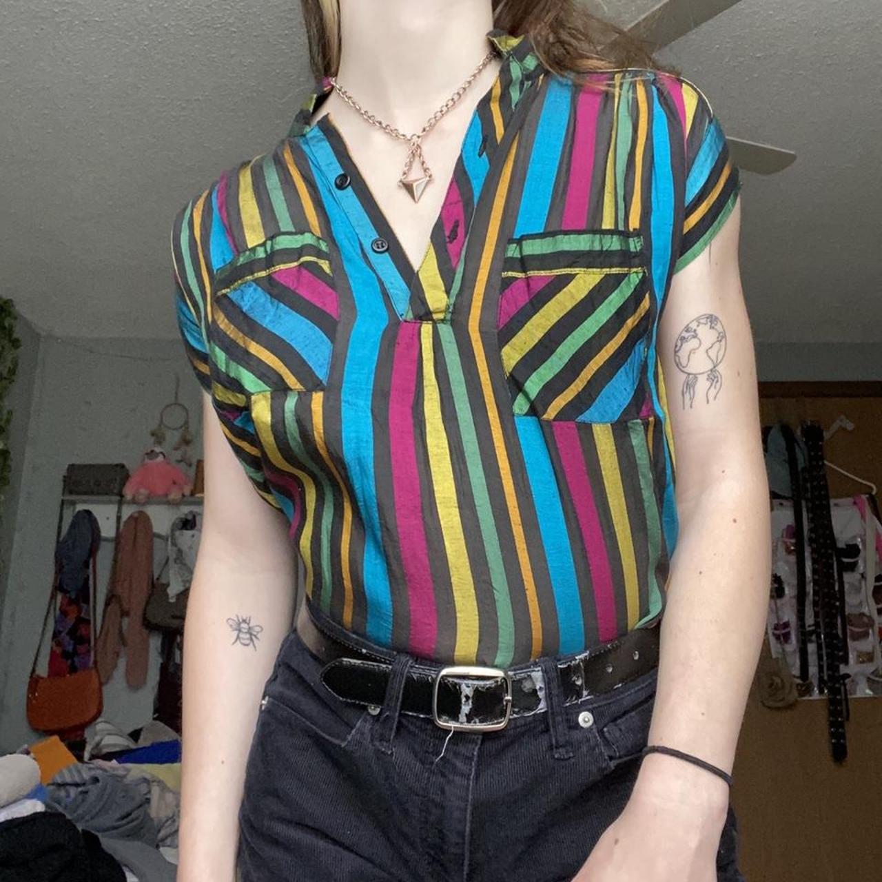 RETRO STRIPED TOP ☔️ 80s style striped top from the... - Depop