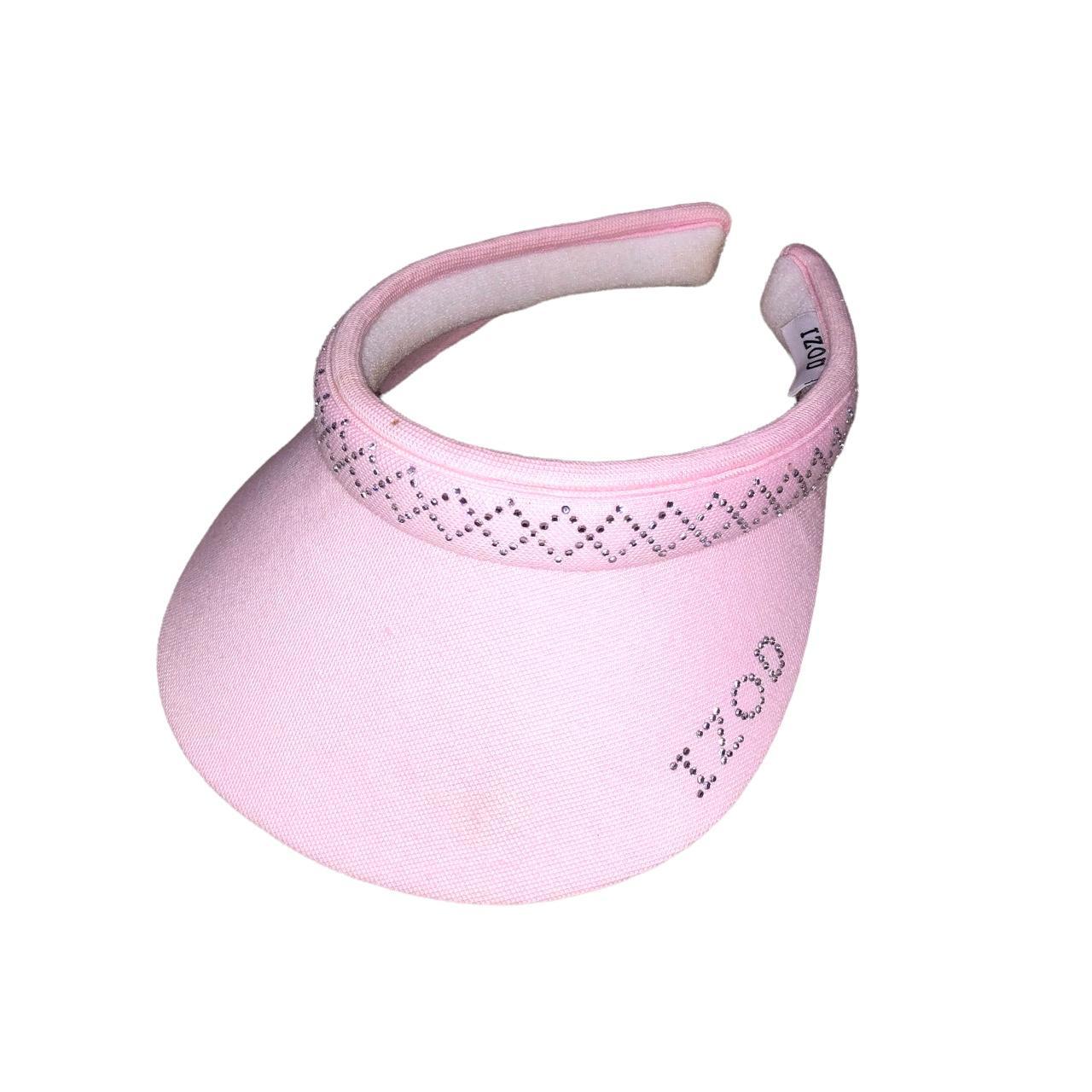 Y2K IZOD BABY PINK MCBLING RHINESTONE VISOR... - Depop