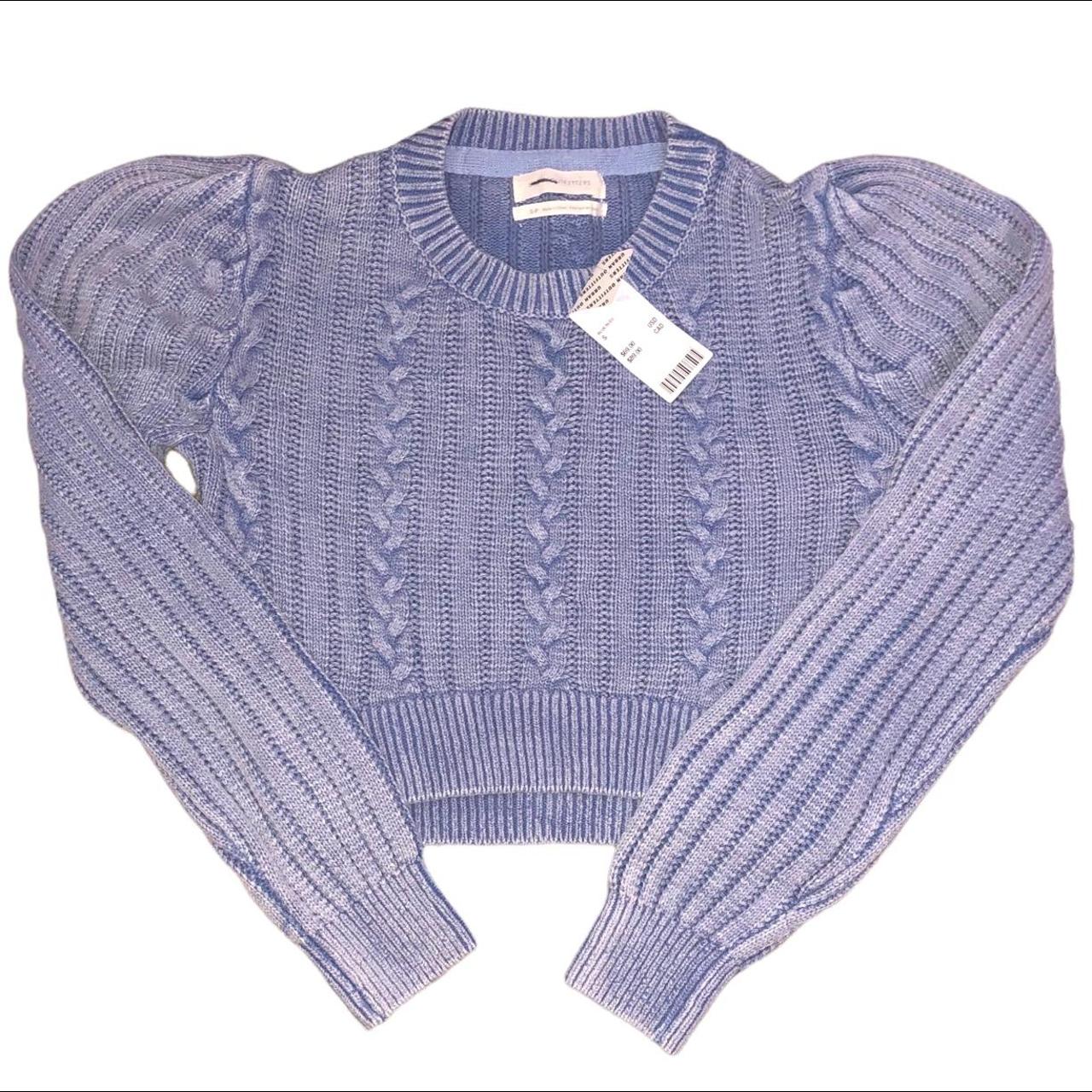 NWT URBAN OUTFITTERS CROPPED PERIWINKLE CABLE-KNIT... - Depop