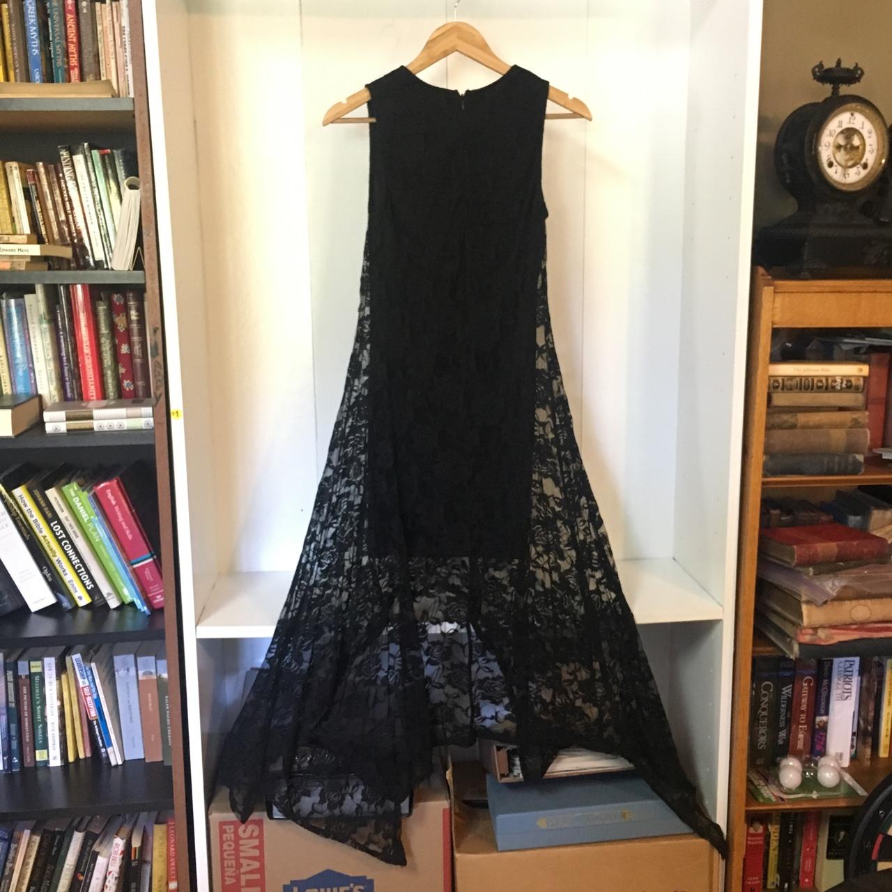 Black body con lace high low dress Zipper up the... - Depop