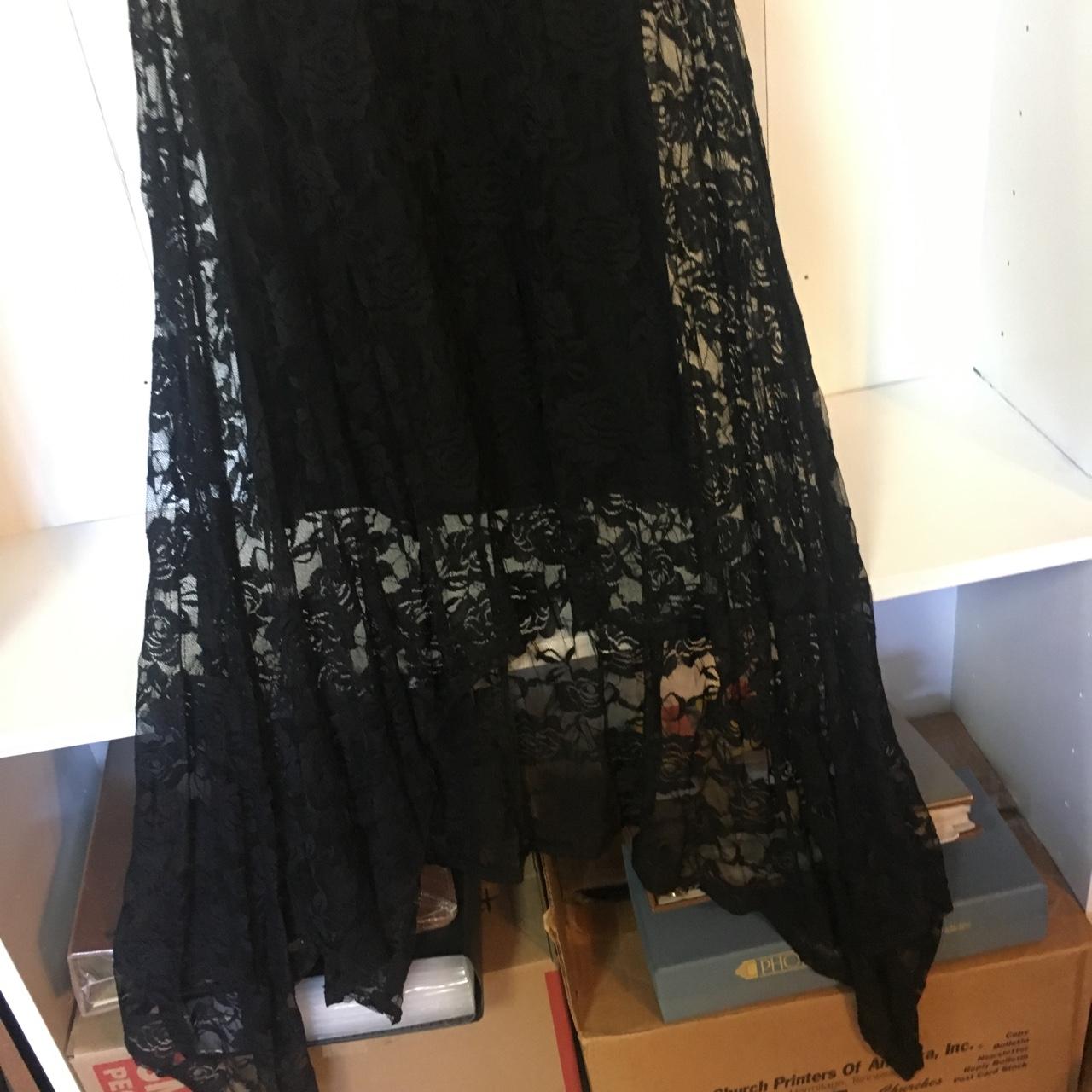 Black body con lace high low dress Zipper up the... - Depop