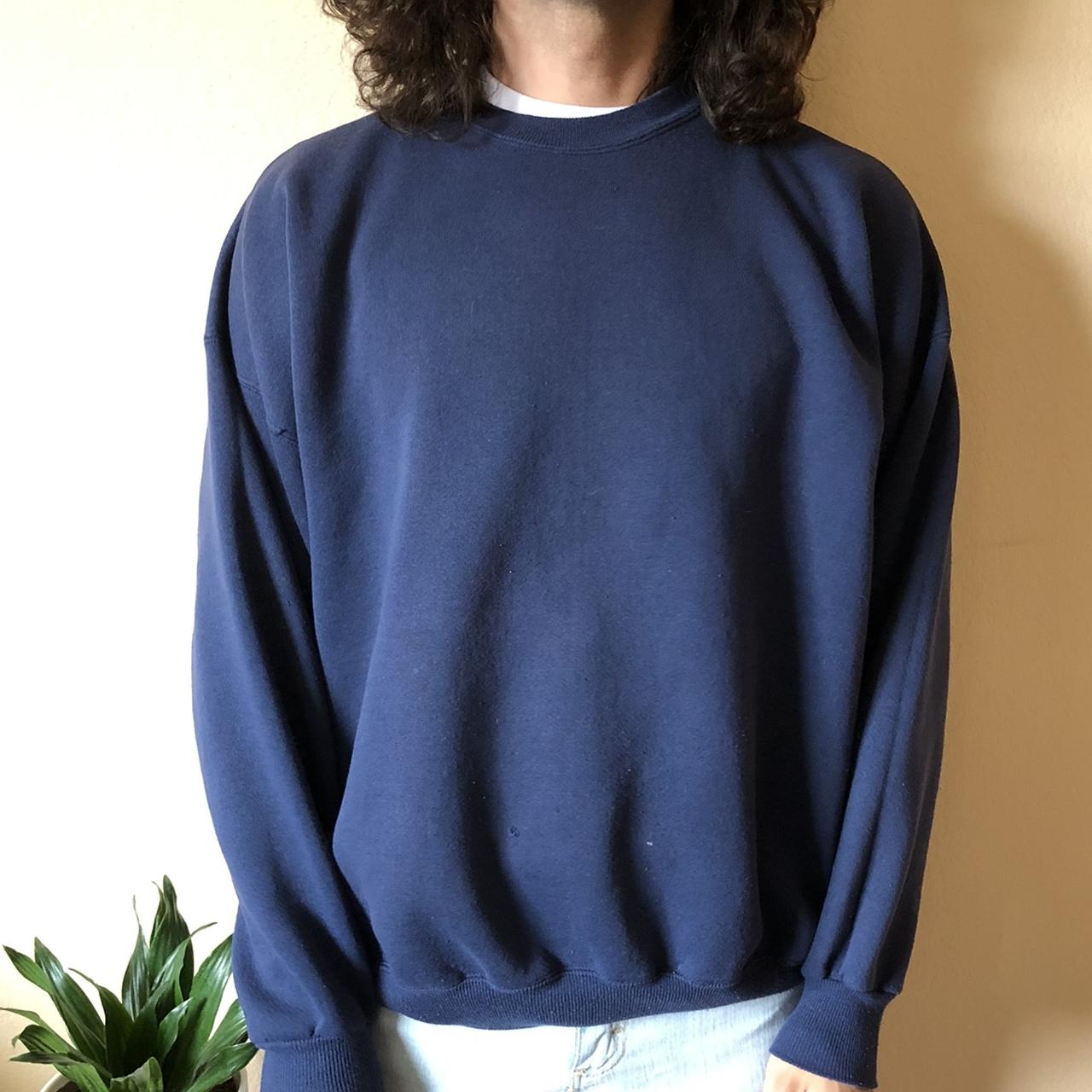 Vintage Hanes crewneck sweatshirt. Navy color with a... - Depop
