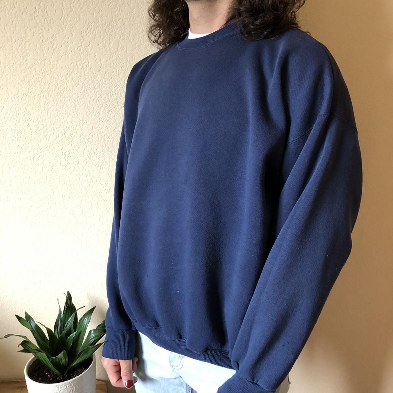 Vintage Hanes crewneck sweatshirt. Navy color with a... - Depop