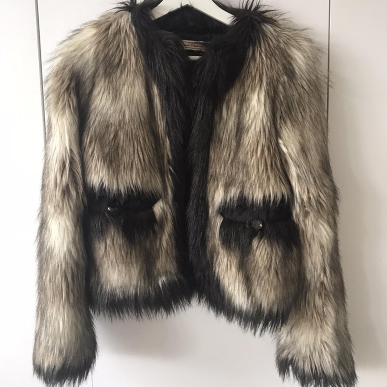 Lanvin x H&M faux fur jacket with gemstone buttons.... - Depop