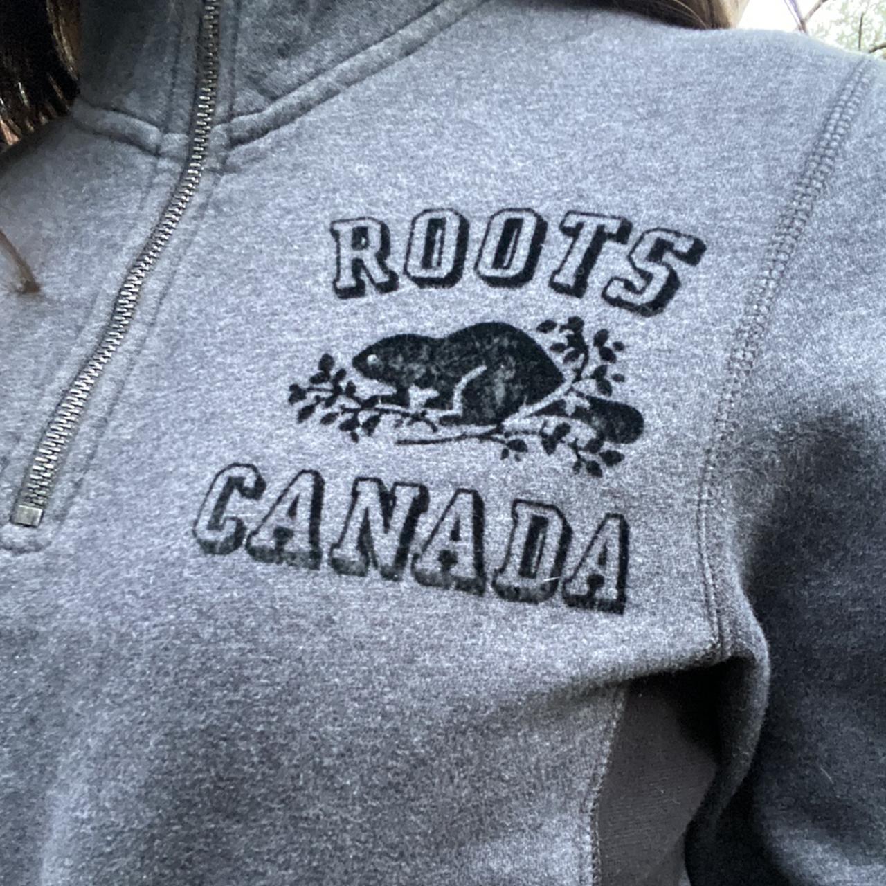 roots Canada gray zip up jacket size:... - Depop