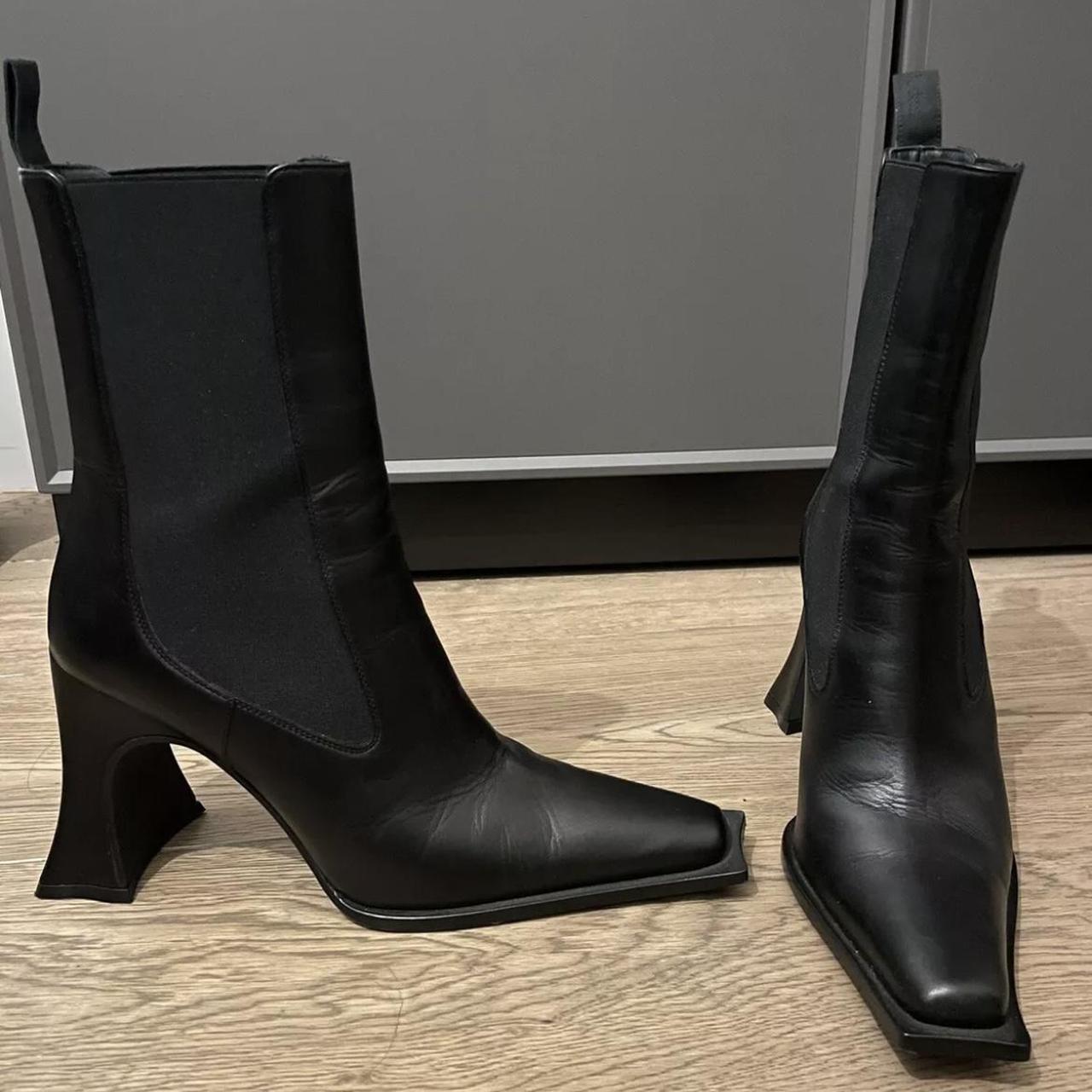 Acne Studios sculptural heel black boots. Size UK6.... - Depop