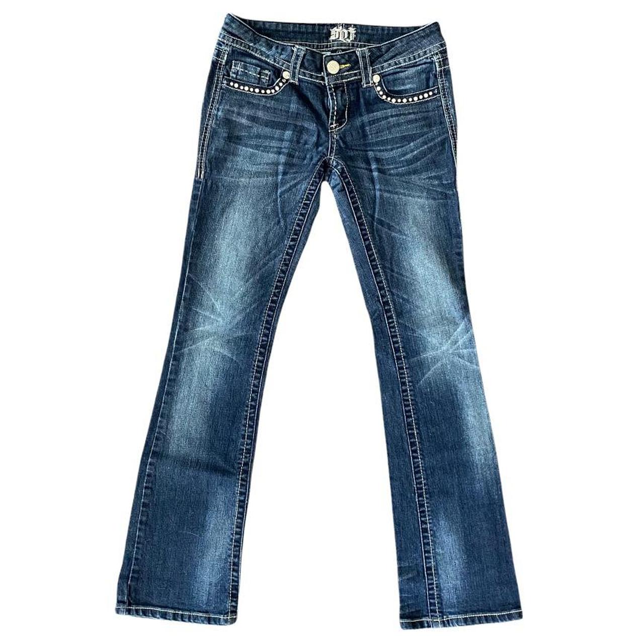 Y2K Low Rise Angel Wing Jeans Size 3 -Waist:... - Depop