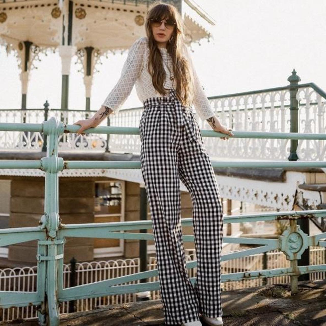 Sézane Arthur pants High waisted checked pants In... | Depop