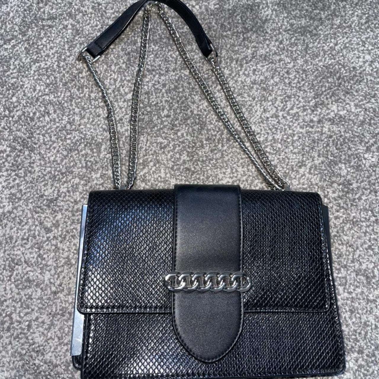 Black snake printed silver bag Can be worn as... - Depop