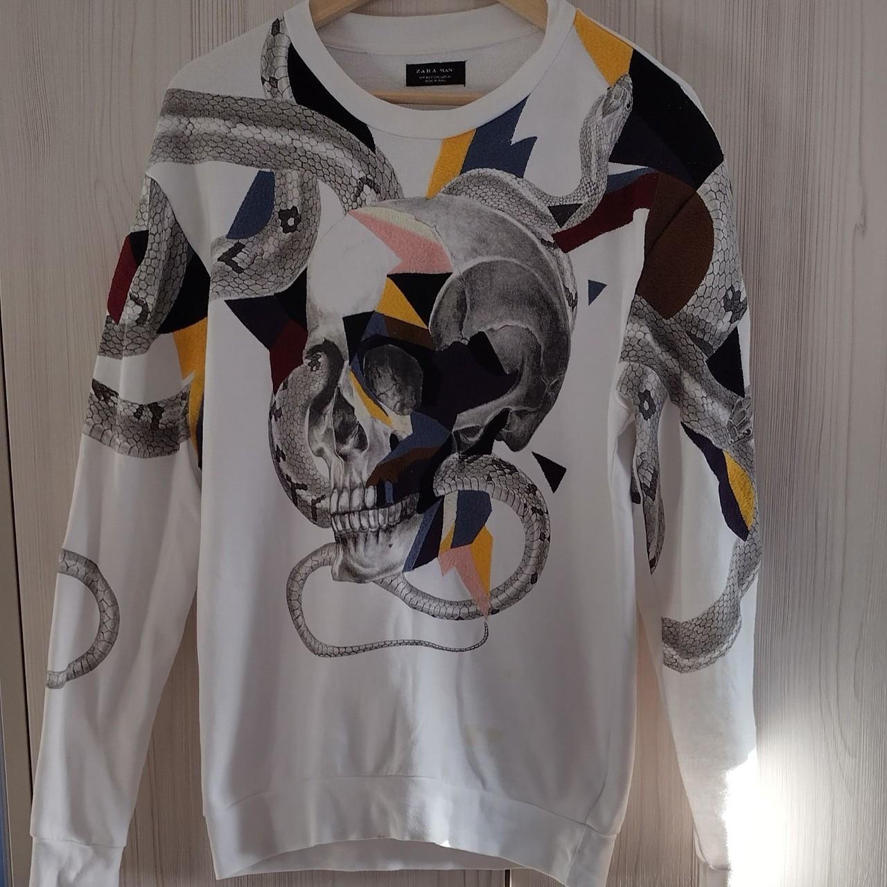 Men's skull and snakes jumper by Zara. Small stain... - Depop
