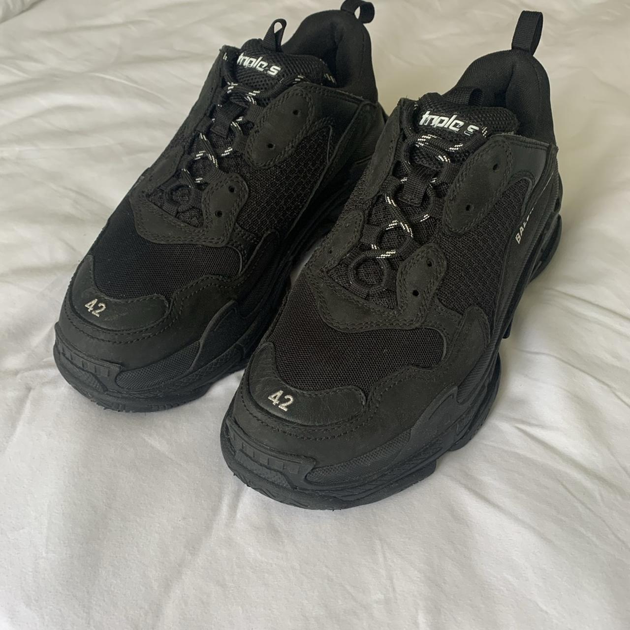 Balenciaga Triple S all black EU42 Some wear on... - Depop