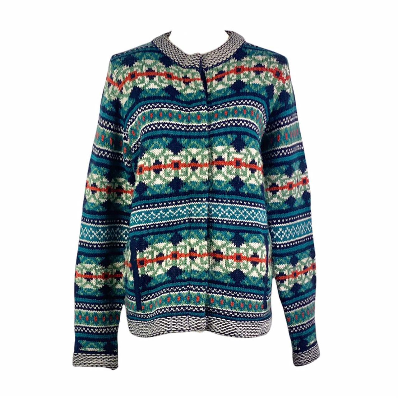 Amazing chunky knit, quirky, fair isle cardigan by... - Depop