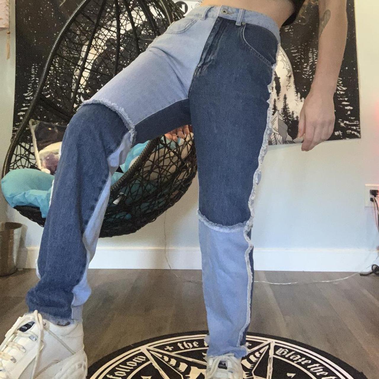 The Ragged Priest Women's Blue and Navy Jeans | Depop