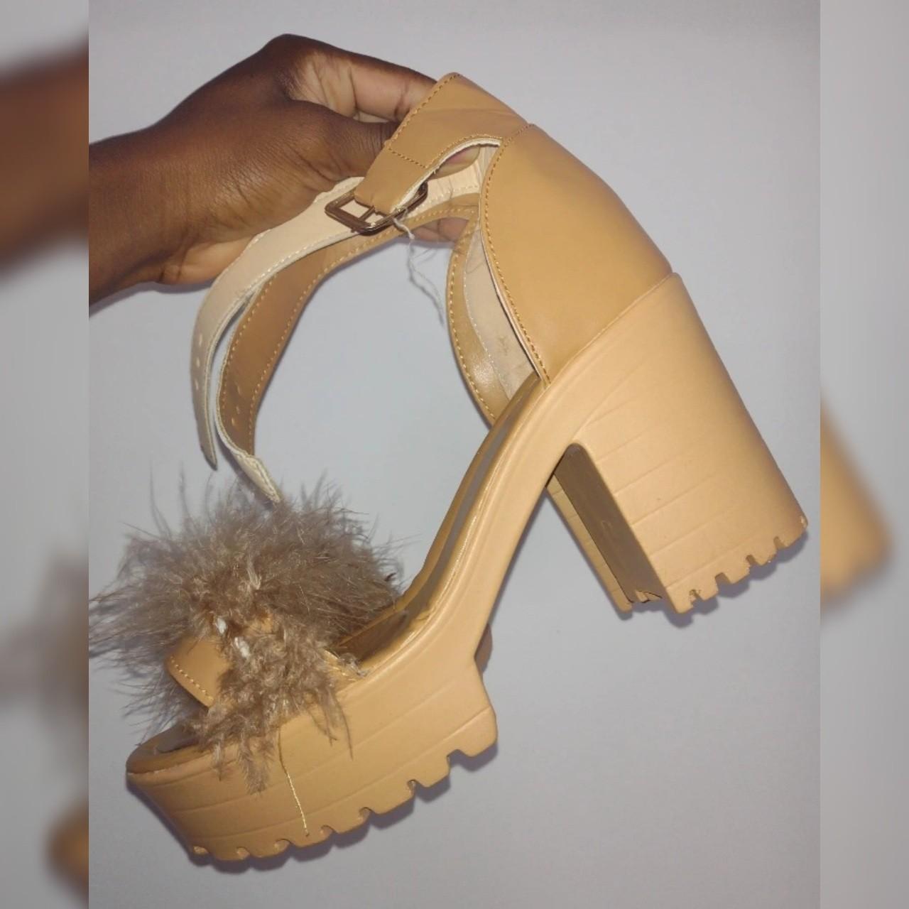 3 INCH PLATFORM SANDALS Tan Platform Sandals -... - Depop