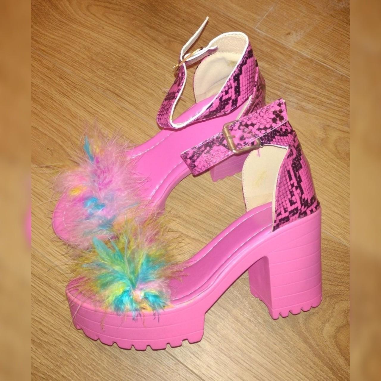3 INCH PLATFORM SANDALS Hot Pink Platform Sandals -... - Depop