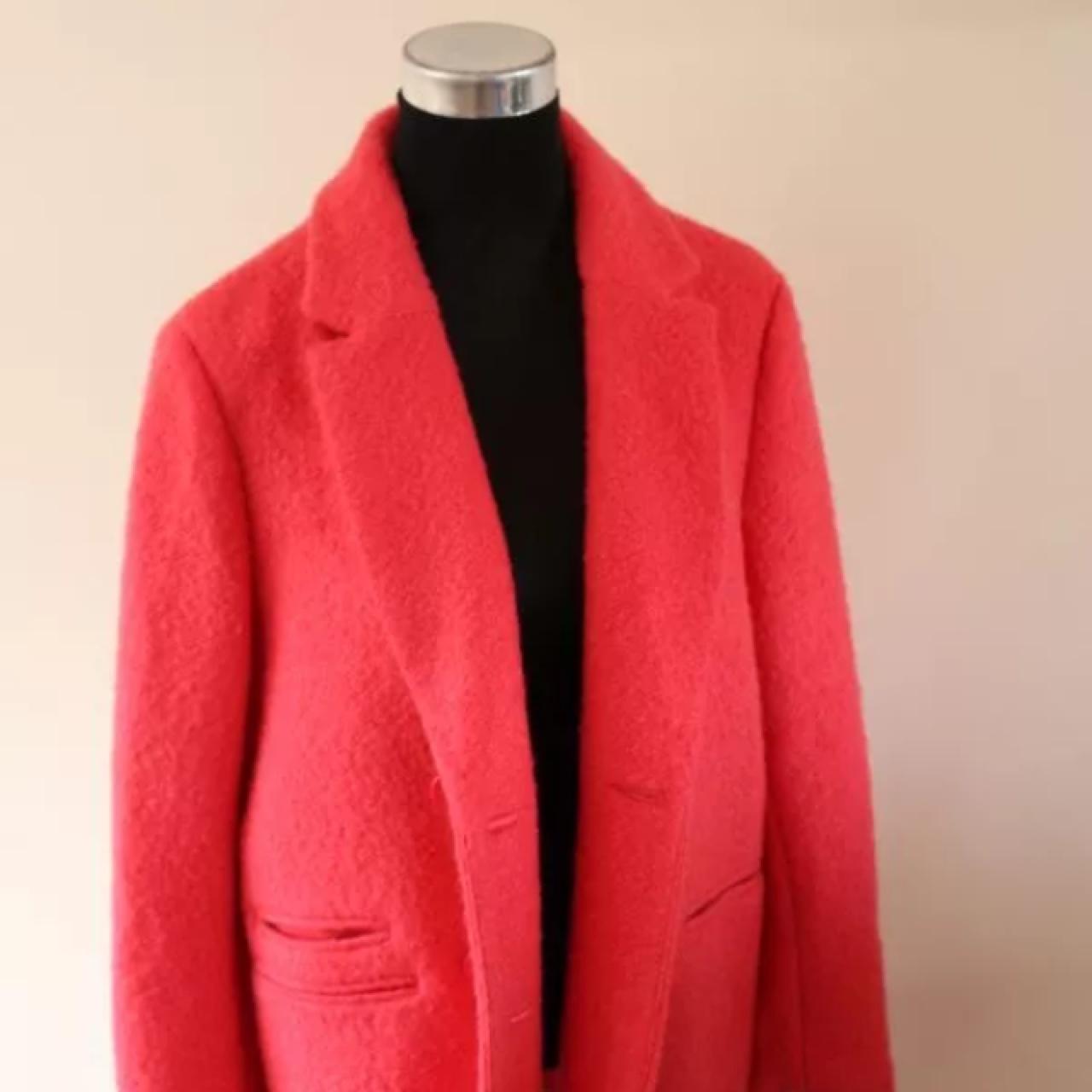 Raspberry wool pea duster coat. Great condition,... - Depop