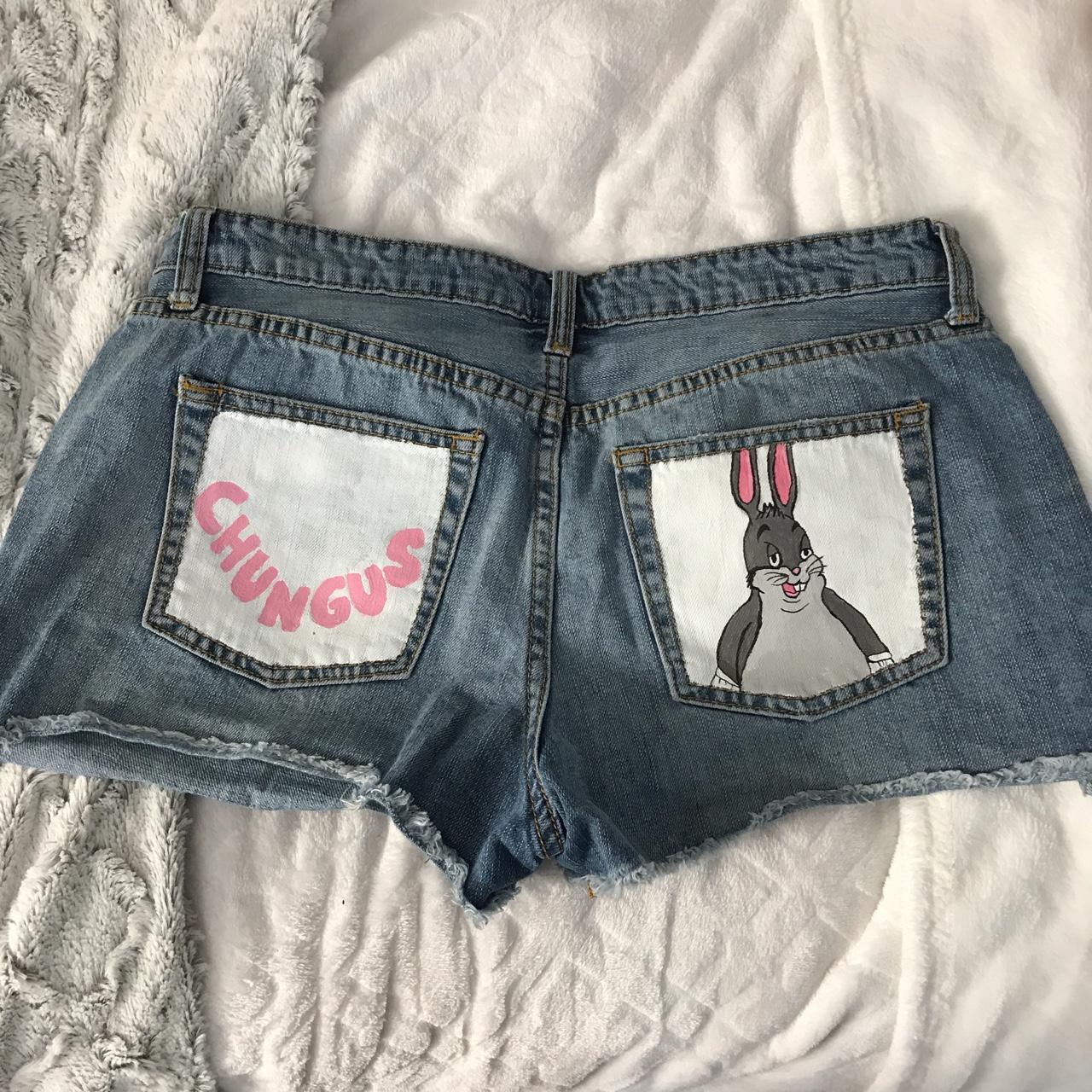 CUSTOM JEAN SHORTS chungus jean shorts ,... - Depop
