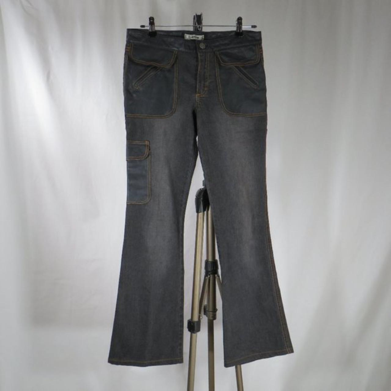 Vintage Bebe black denim pants with leather accents.... - Depop