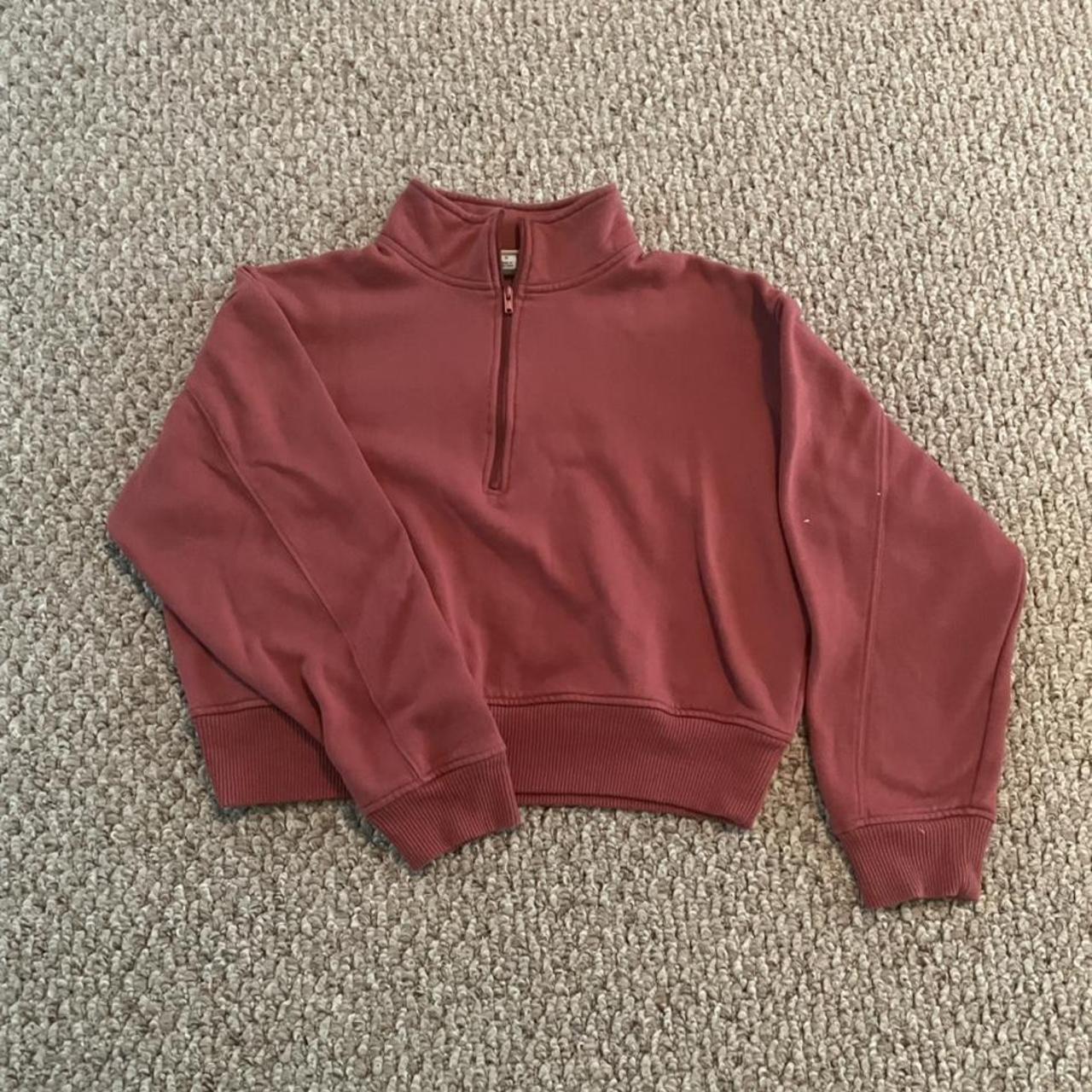 Cropped Pink Half Zip-Up super cute, comfortable... - Depop