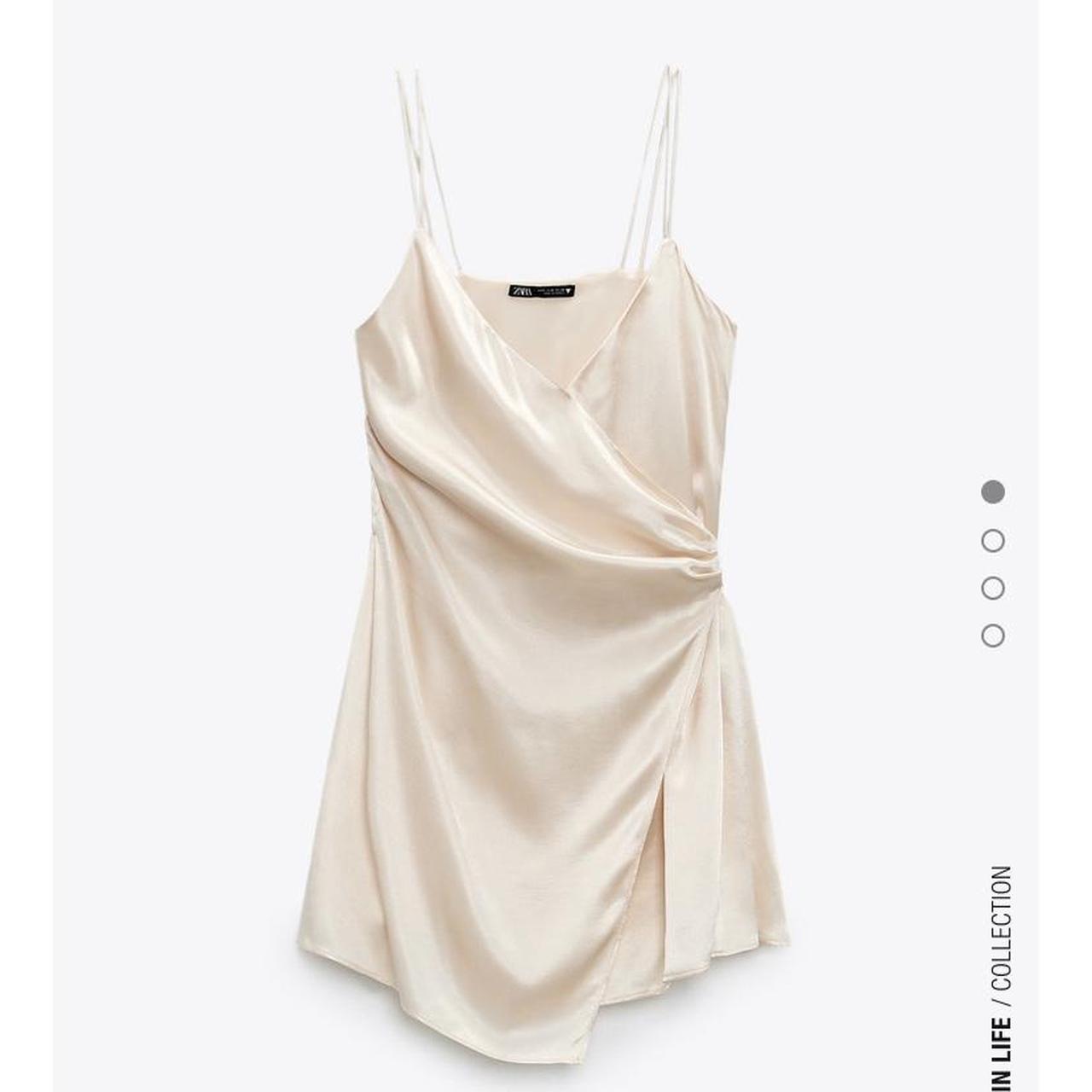 Zara Champagne Satin Wrap Slip Dress Perfect For Depop
